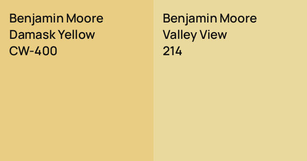 Benjamin Moore Damask Yellow vs. Benjamin Moore Valley View comparison