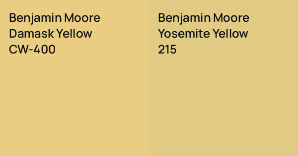 Benjamin Moore Damask Yellow vs. Benjamin Moore Yosemite Yellow comparison