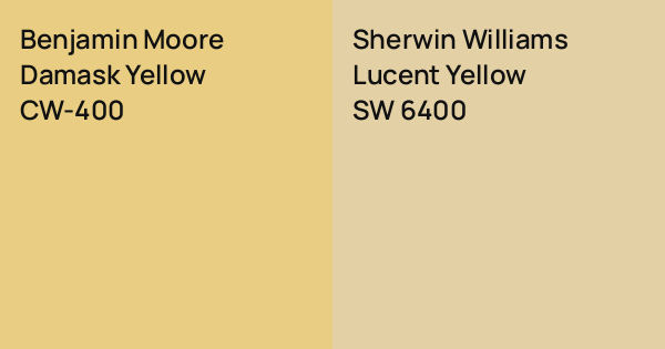 Benjamin Moore Damask Yellow vs. Sherwin Williams Lucent Yellow comparison