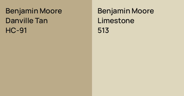 Benjamin Moore Danville Tan vs. Benjamin Moore Limestone comparison