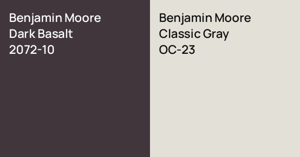Benjamin Moore Dark Basalt vs. Benjamin Moore Classic Gray comparison