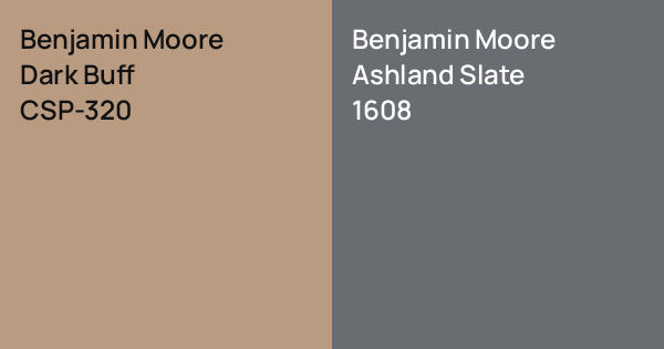 Benjamin Moore Dark Buff vs. Benjamin Moore Ashland Slate comparison