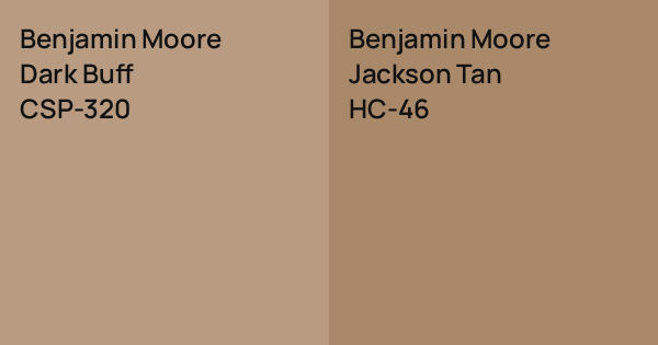 Benjamin Moore Dark Buff vs. Benjamin Moore Jackson Tan comparison