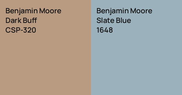Benjamin Moore Dark Buff vs. Benjamin Moore Slate Blue comparison