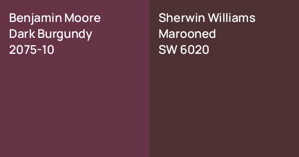 Benjamin Moore Dark Burgundy vs. Sherwin Williams Marooned comparison