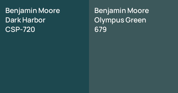 Benjamin Moore Dark Harbor vs. Benjamin Moore Olympus Green comparison