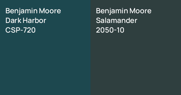 Benjamin Moore Dark Harbor vs. Benjamin Moore Salamander comparison