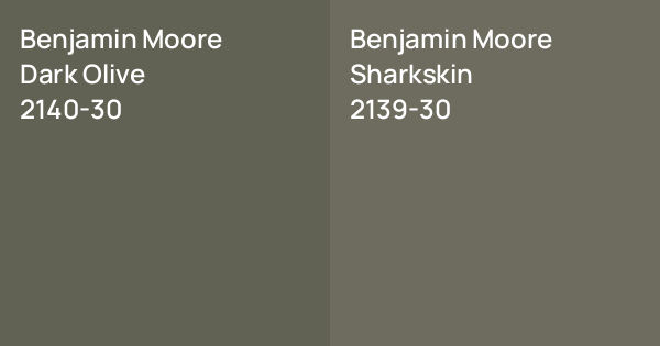Benjamin Moore Dark Olive vs. Benjamin Moore Sharkskin comparison