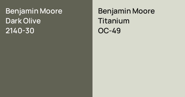 Benjamin Moore Dark Olive vs. Benjamin Moore Titanium comparison