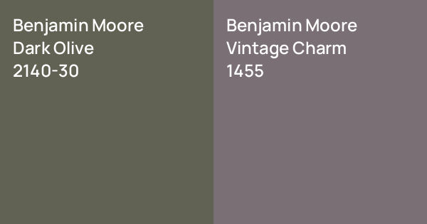 Benjamin Moore Dark Olive vs. Benjamin Moore Vintage Charm comparison
