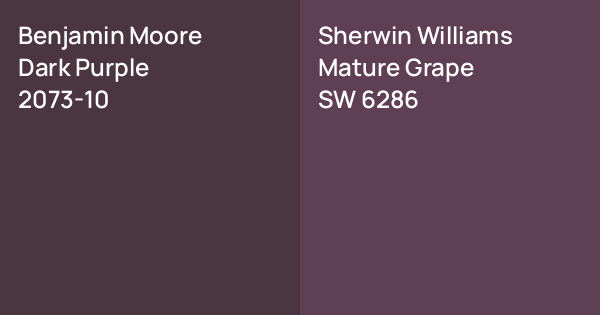 Benjamin Moore Dark Purple vs. Sherwin Williams Mature Grape comparison