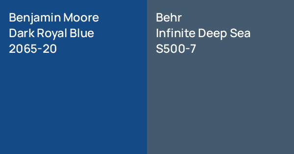 Benjamin Moore Dark Royal Blue vs. Behr Infinite Deep Sea comparison