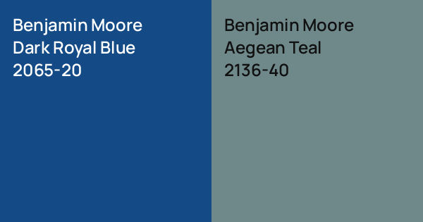 Benjamin Moore Dark Royal Blue vs. Benjamin Moore Aegean Teal comparison