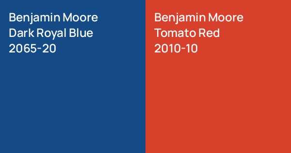 Benjamin Moore Dark Royal Blue vs. Benjamin Moore Tomato Red comparison