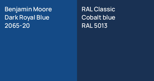 Benjamin Moore Dark Royal Blue vs. RAL Classic Cobalt blue comparison
