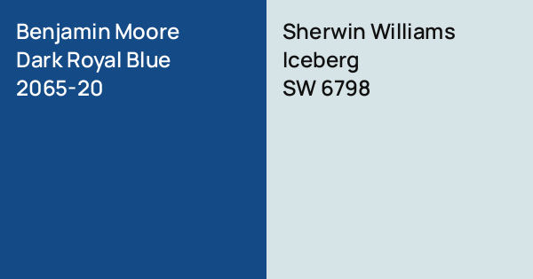Benjamin Moore Dark Royal Blue vs. Sherwin Williams Iceberg comparison