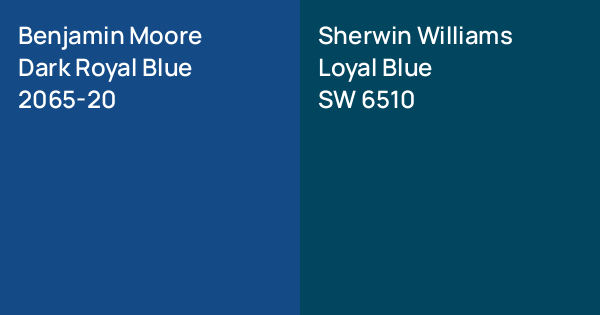 Benjamin Moore Dark Royal Blue vs. Sherwin Williams Loyal Blue comparison