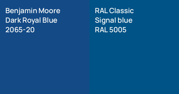 Benjamin Moore Dark Royal Blue vs. RAL Classic Signal blue comparison
