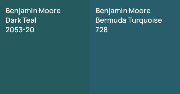 Benjamin Moore Dark Teal vs. Benjamin Moore Bermuda Turquoise comparison