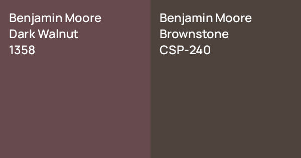 Benjamin Moore Dark Walnut vs. Benjamin Moore Brownstone comparison