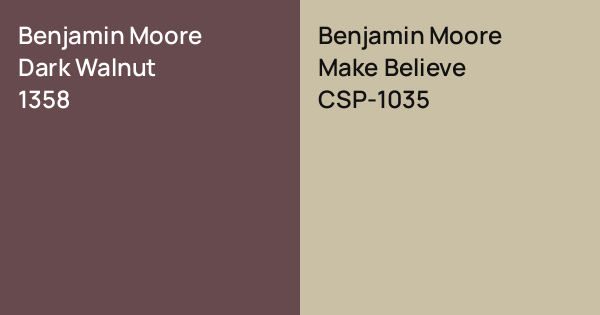 Benjamin Moore Dark Walnut vs. Benjamin Moore Make Believe comparison