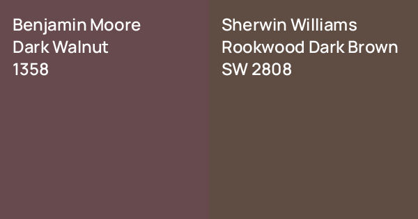 Benjamin Moore Dark Walnut vs. Sherwin Williams Rookwood Dark Brown ...