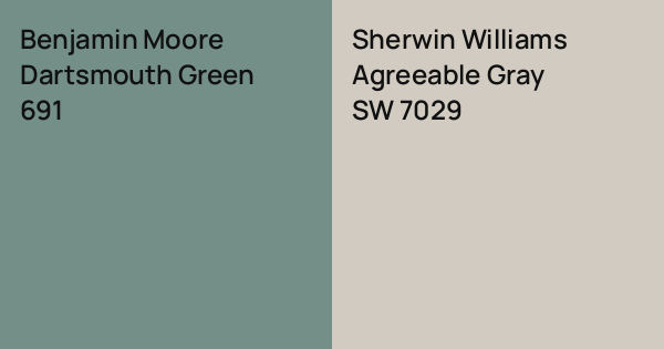 Benjamin Moore Dartsmouth Green vs. Sherwin Williams Agreeable Gray ...