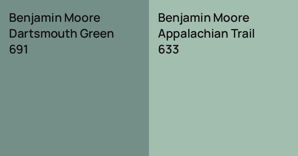 Benjamin Moore Dartsmouth Green vs. Benjamin Moore Appalachian Trail comparison