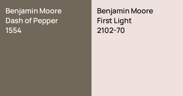 Benjamin Moore Dash of Pepper vs. Benjamin Moore First Light comparison
