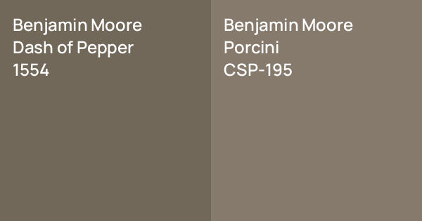 Benjamin Moore Dash of Pepper vs. Benjamin Moore Porcini comparison