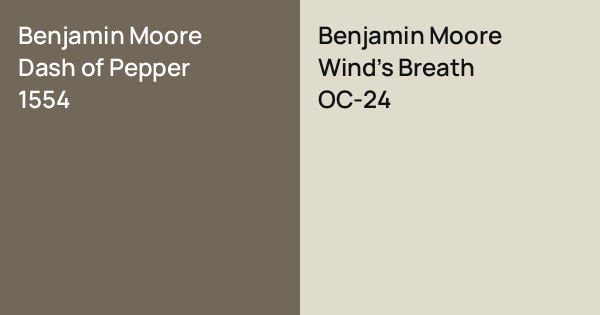 Benjamin Moore Dash of Pepper vs. Benjamin Moore Wind's Breath comparison