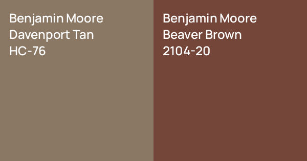 Benjamin Moore Davenport Tan vs. Benjamin Moore Beaver Brown comparison