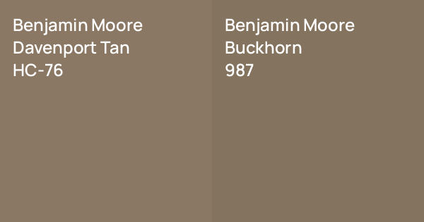 Benjamin Moore Davenport Tan vs. Benjamin Moore Buckhorn comparison