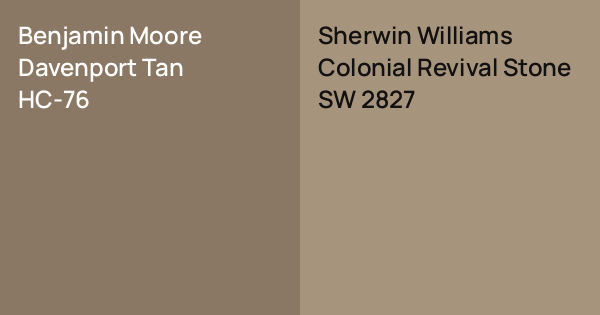 Benjamin Moore Davenport Tan vs. Sherwin Williams Colonial Revival ...