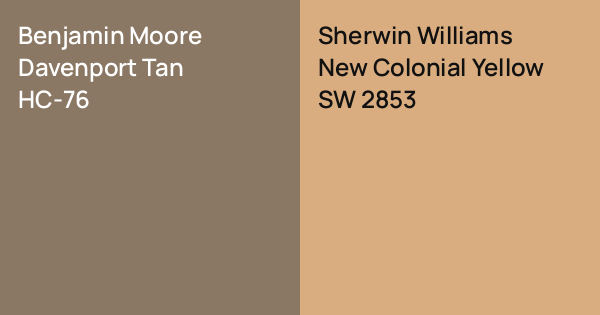Benjamin Moore Davenport Tan vs. Sherwin Williams New Colonial Yellow ...