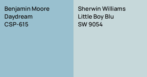 Benjamin Moore Daydream vs. Sherwin Williams Little Boy Blu comparison