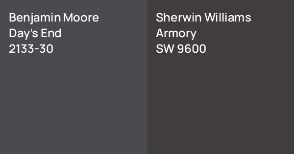 Benjamin Moore Day's End vs. Sherwin Williams Armory comparison
