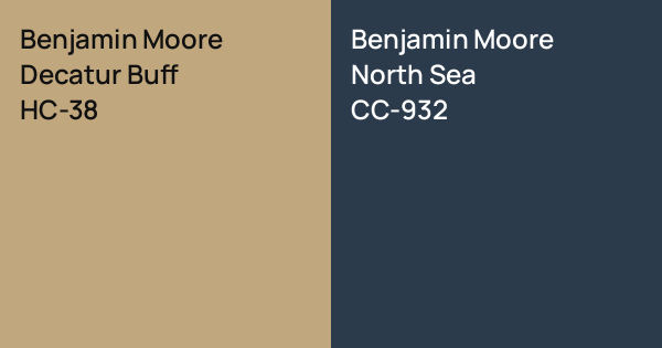 Benjamin Moore Decatur Buff vs. Benjamin Moore North Sea comparison