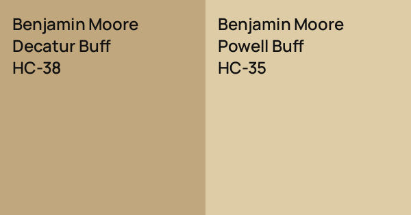 Benjamin Moore Decatur Buff vs. Benjamin Moore Powell Buff comparison