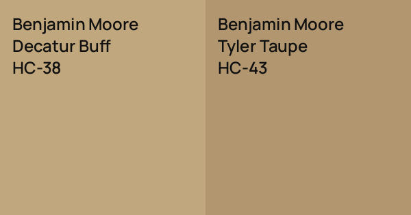Benjamin Moore Decatur Buff vs. Benjamin Moore Tyler Taupe comparison