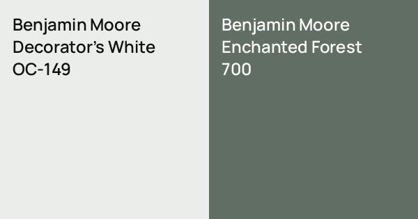 Benjamin Moore Decorator's White vs. Benjamin Moore Enchanted Forest ...