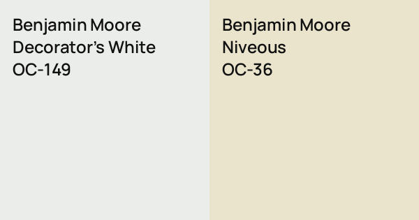 Benjamin Moore Decorator's White vs. Benjamin Moore Niveous comparison