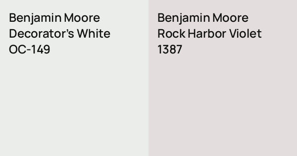 Benjamin Moore Decorator's White vs. Benjamin Moore Rock Harbor Violet ...