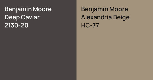 Benjamin Moore Deep Caviar vs. Benjamin Moore Alexandria Beige comparison