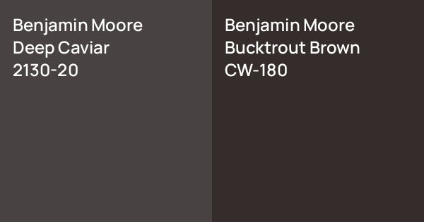 Benjamin Moore Deep Caviar vs. Benjamin Moore Bucktrout Brown comparison