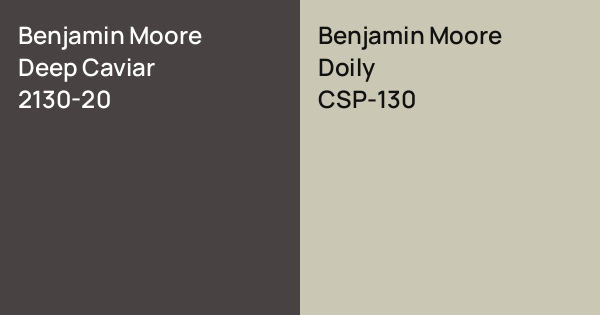 Benjamin Moore Deep Caviar vs. Benjamin Moore Doily comparison