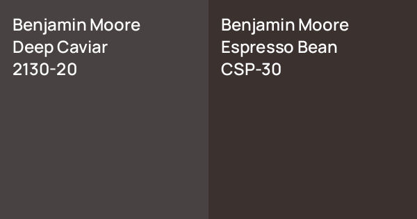 Benjamin Moore Deep Caviar vs. Benjamin Moore Espresso Bean comparison