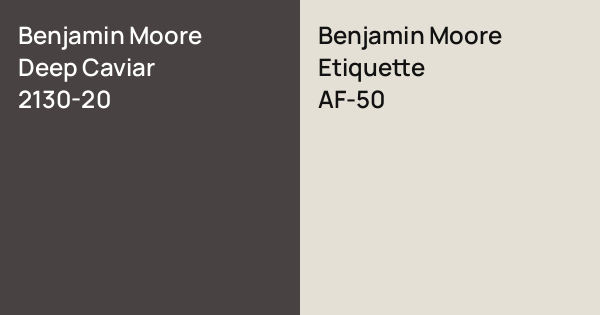 Benjamin Moore Deep Caviar vs. Benjamin Moore Etiquette comparison