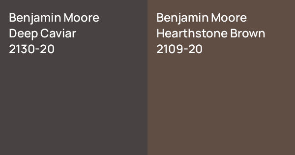 Benjamin Moore Deep Caviar vs. Benjamin Moore Hearthstone Brown comparison