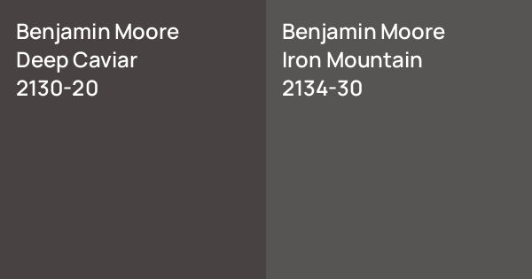 Benjamin Moore Deep Caviar vs. Benjamin Moore Iron Mountain comparison